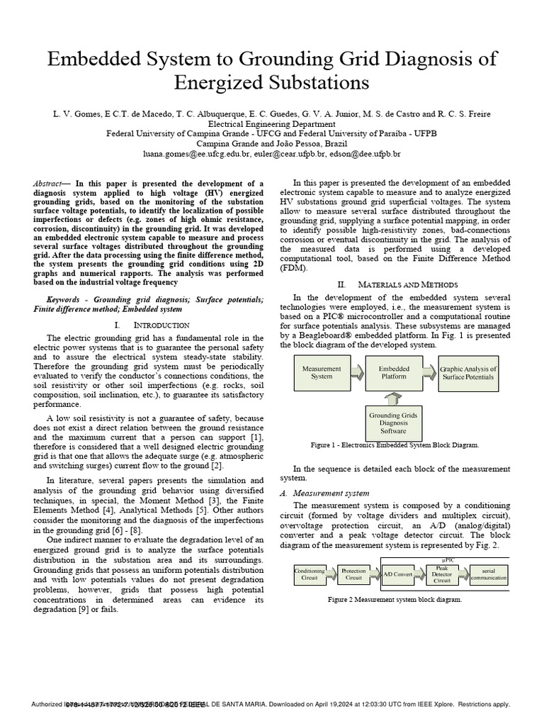 Embedded System To Grounding Grid Diagnosis of Energized Substations ...