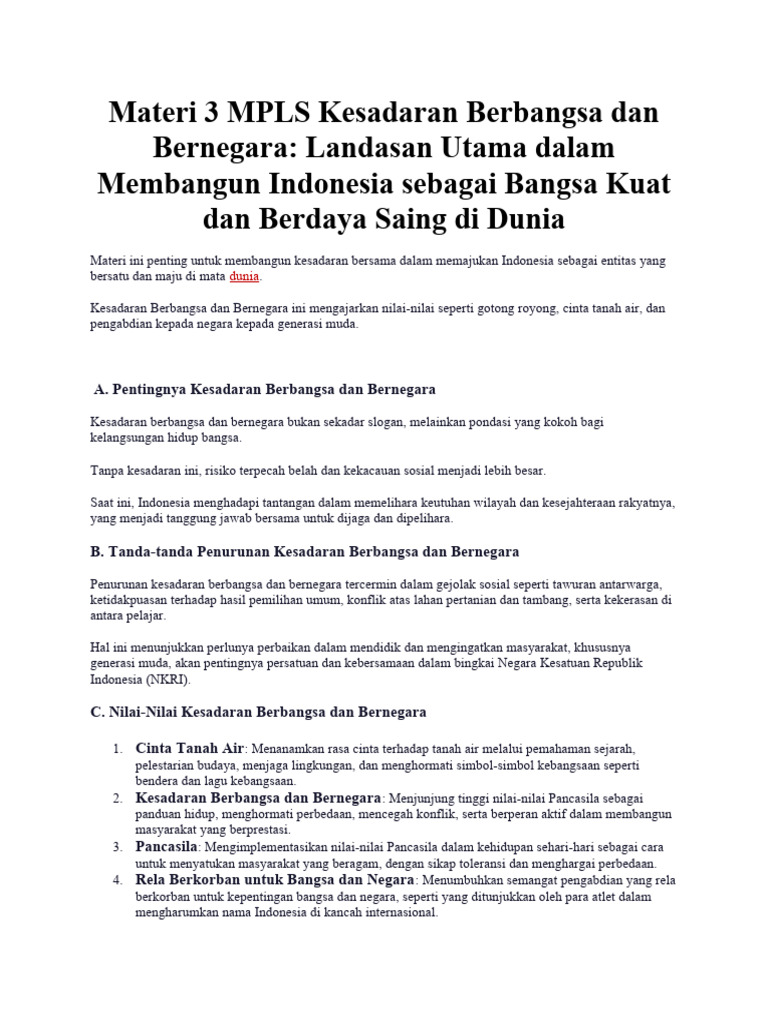 Materi 3 MPLS Kesadaran Berbangsa Dan Bernegara | PDF | Politik