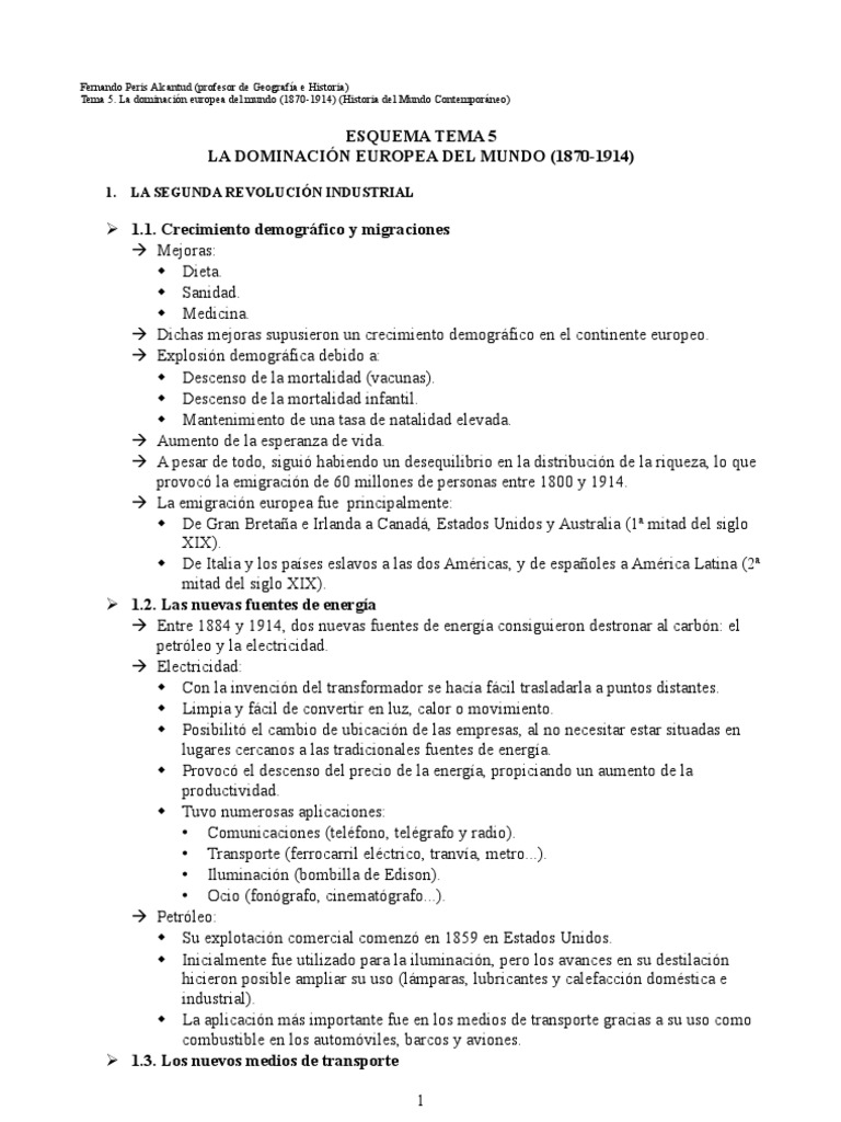 Esquema Tema 5 HMC | PDF | Colonialismo | Imperio de japón