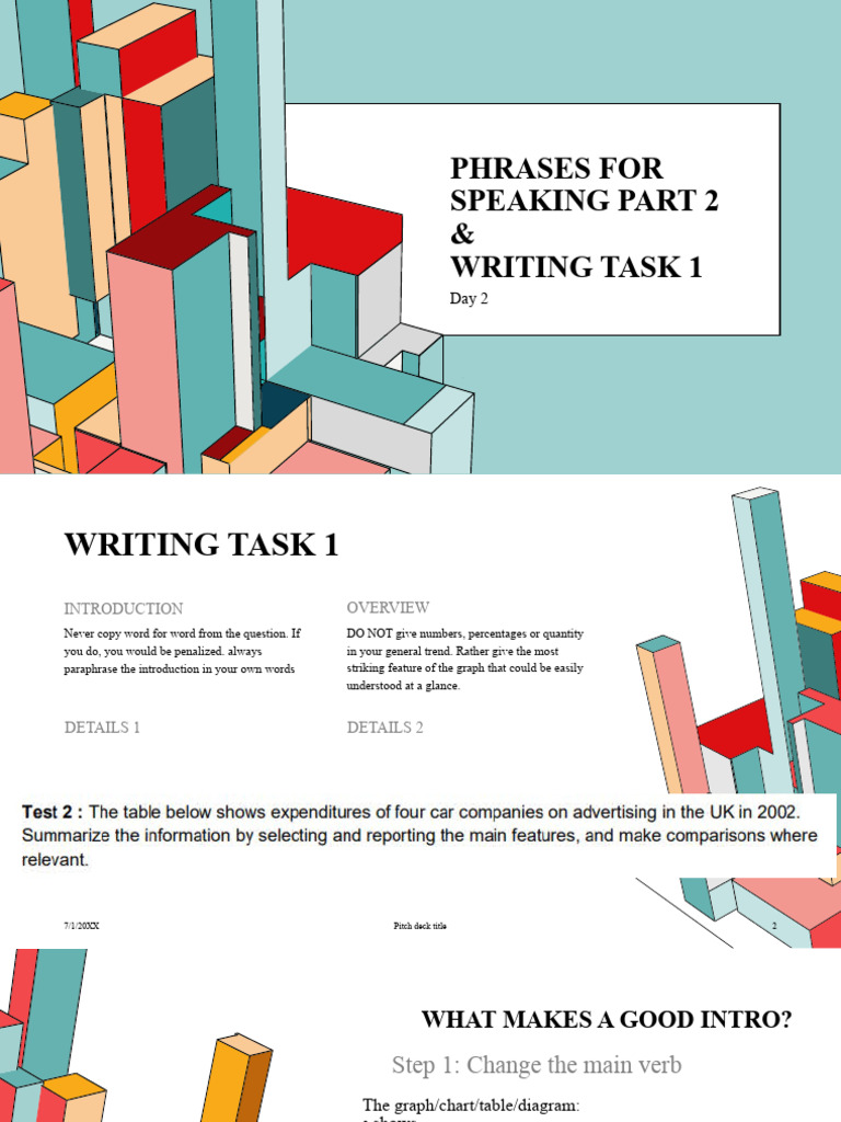 Phrases for Speaking p2 & Writing Task 1 | PDF