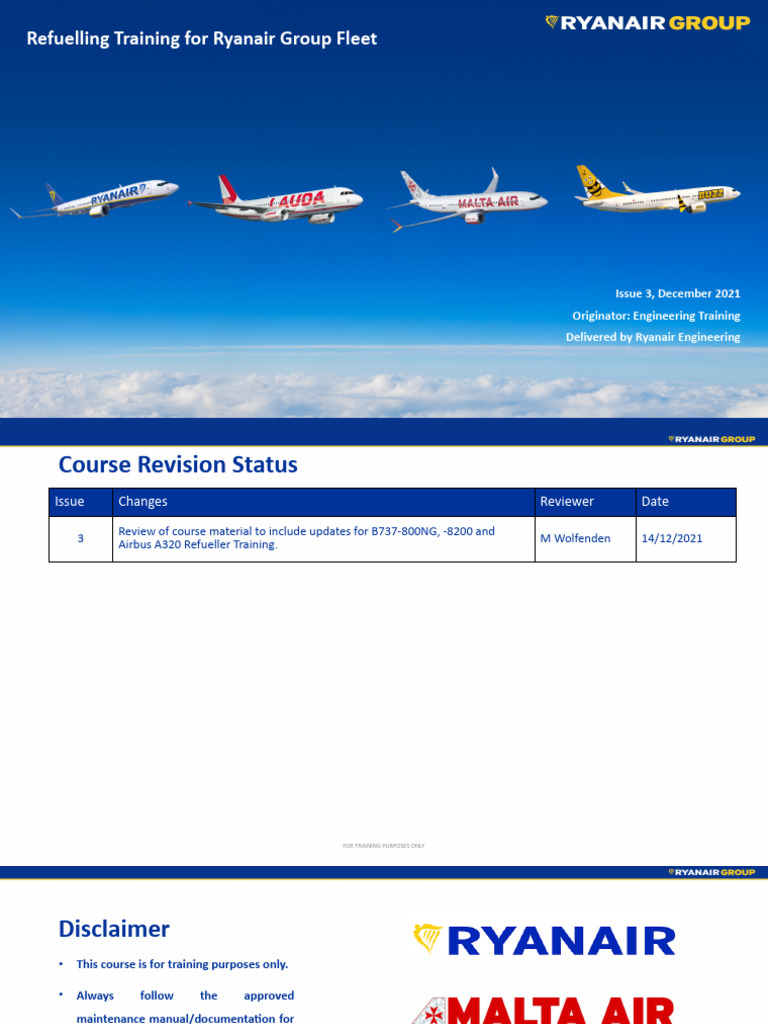 Refuelling Training For Ryanair Group Fleet (Issue 3 Dec 2021) | PDF ...