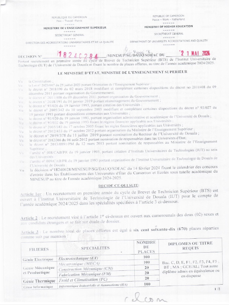 Concours-IUT UDla 2024 1ere-Annee Cycle-BTS Fr | PDF Concours-IUT UDla 2024 1ere-Annee Cycle-BTS Fr | PDF