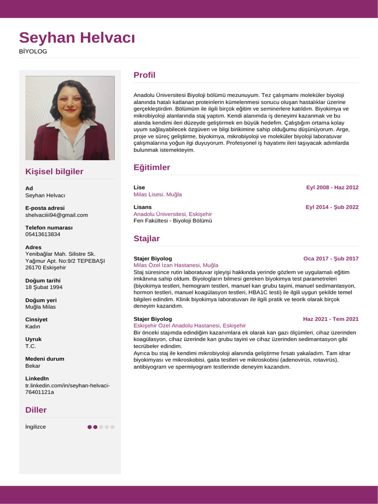 Biyolog CV | PDF