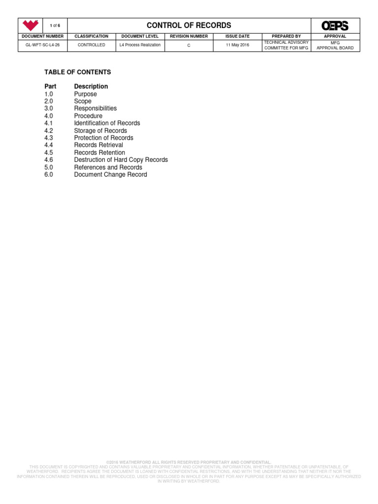 control of Record Rev C | PDF | Verification And Validation | Copyright