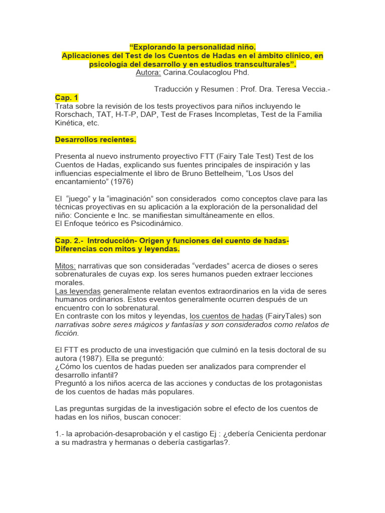 Test cuentos de hadas manual resumido | PDF