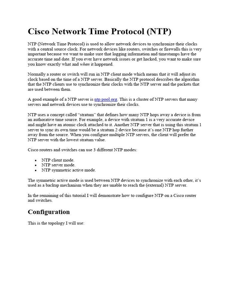 Cisco Network Time Protocol | PDF | Computer Network | Computer Engineering