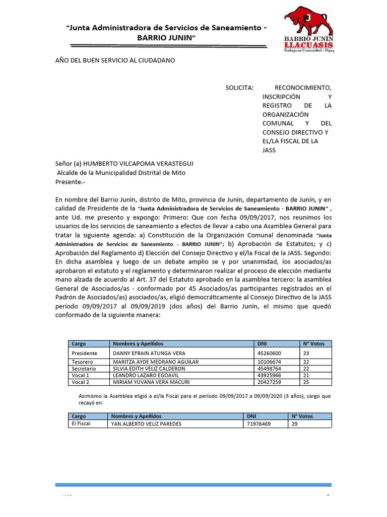 Solicitud Jass | PDF | Documento de identidad | Gobierno local