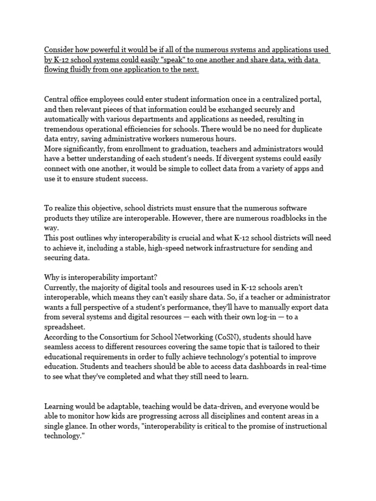 Data Interoperability Is Critical For K-12 | PDF | Interoperability | Computing
