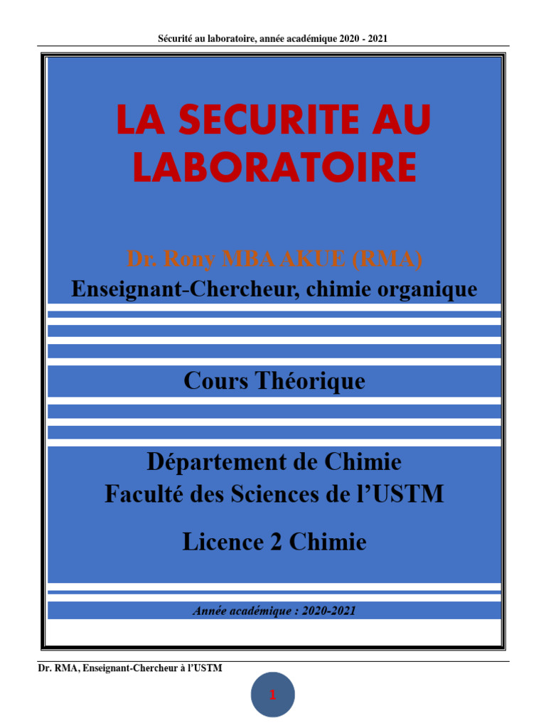 Sécurité en laboratoire : Guide 2020-2021 | PDF | Sécurité ...