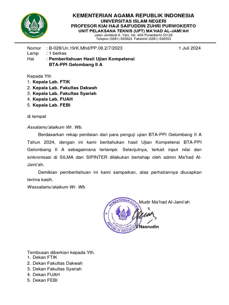 Hasil Ujian BTA-PPI Gelombang II A | PDF