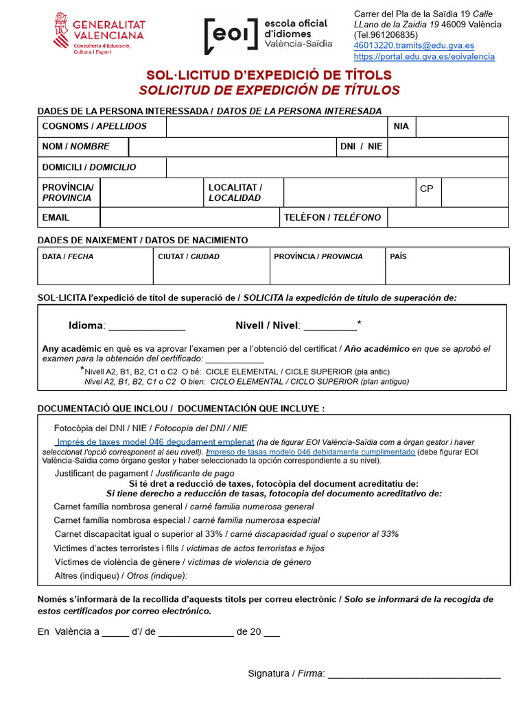 Impreso Solicitud de Titulos | PDF