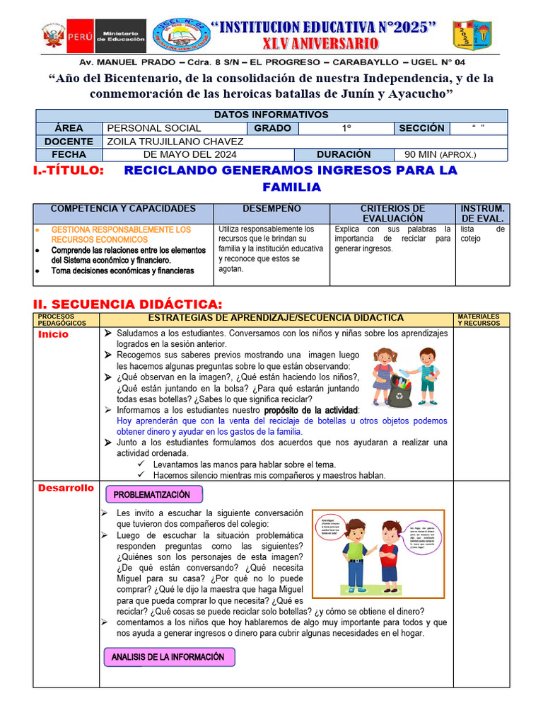 PS Reciclando Generamos Recursos para La Familia | PDF | Reciclaje ...