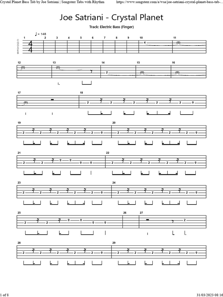 Crytal Planet - Joe Satriani - Bass Tab | PDF