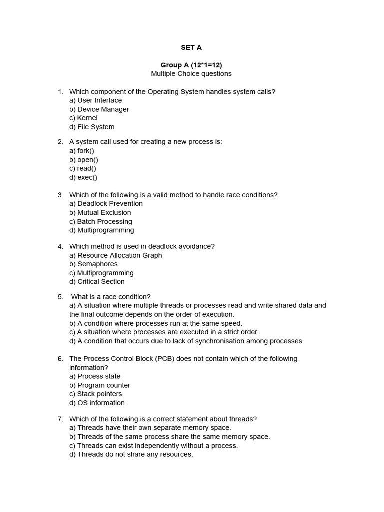 Set 1a Pdf Process Computing Thread Computing 6034
