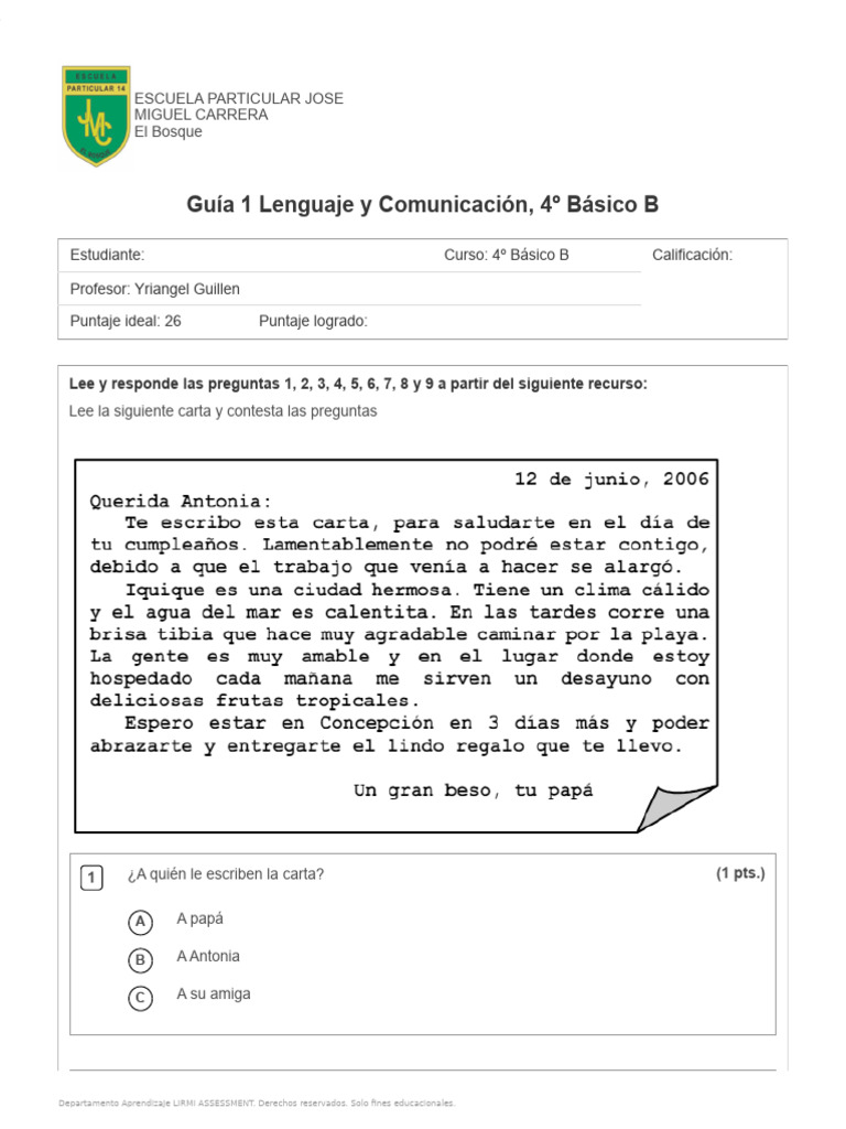 Guia 1 Lenguaje y Comunicacion 4o Basico B 5673483 | PDF Guia 1 Lenguaje y Comunicacion 4o Basico B 5673483 | PDF