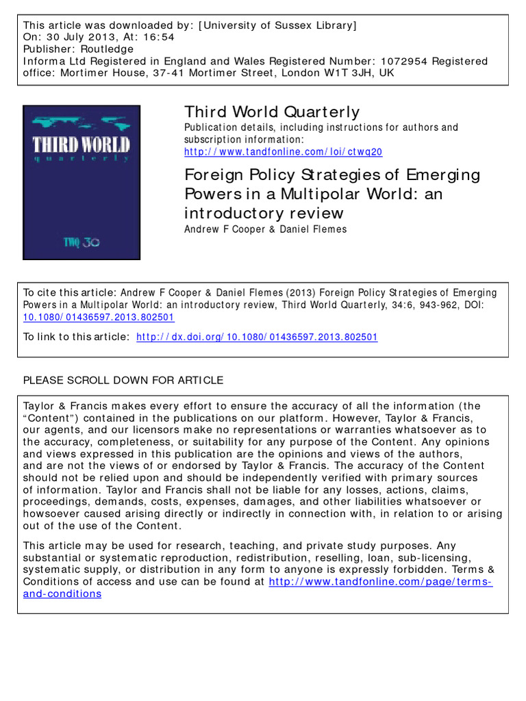 Foreign Policy Strategies of Emerging Powers in A Multipolar World ...