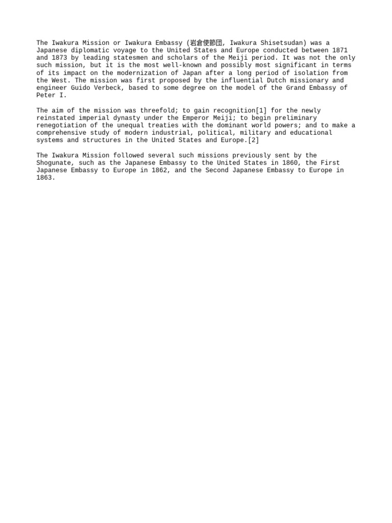 Iwakura Mission: Japan's Diplomatic Voyage | PDF | History