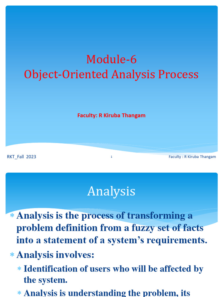 Object Oriented Analysis - Module6 | PDF | Use Case | Class (Computer Programming)