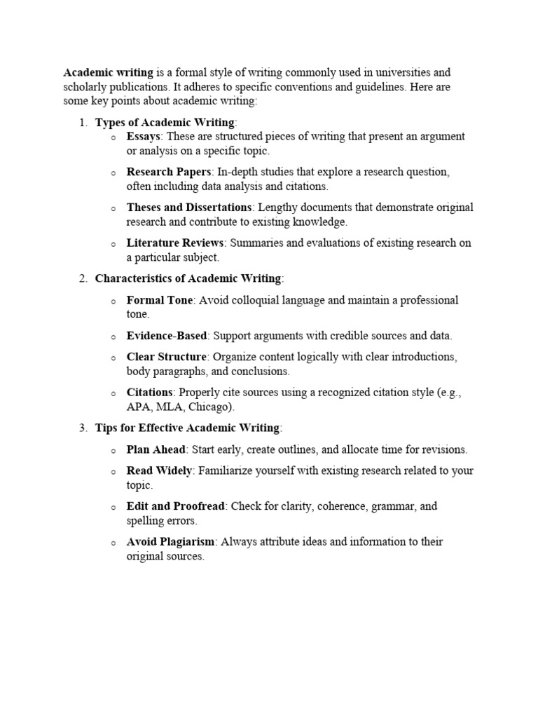 Academic Writing Is A Formal Style of Writing Commonly Used in ...
