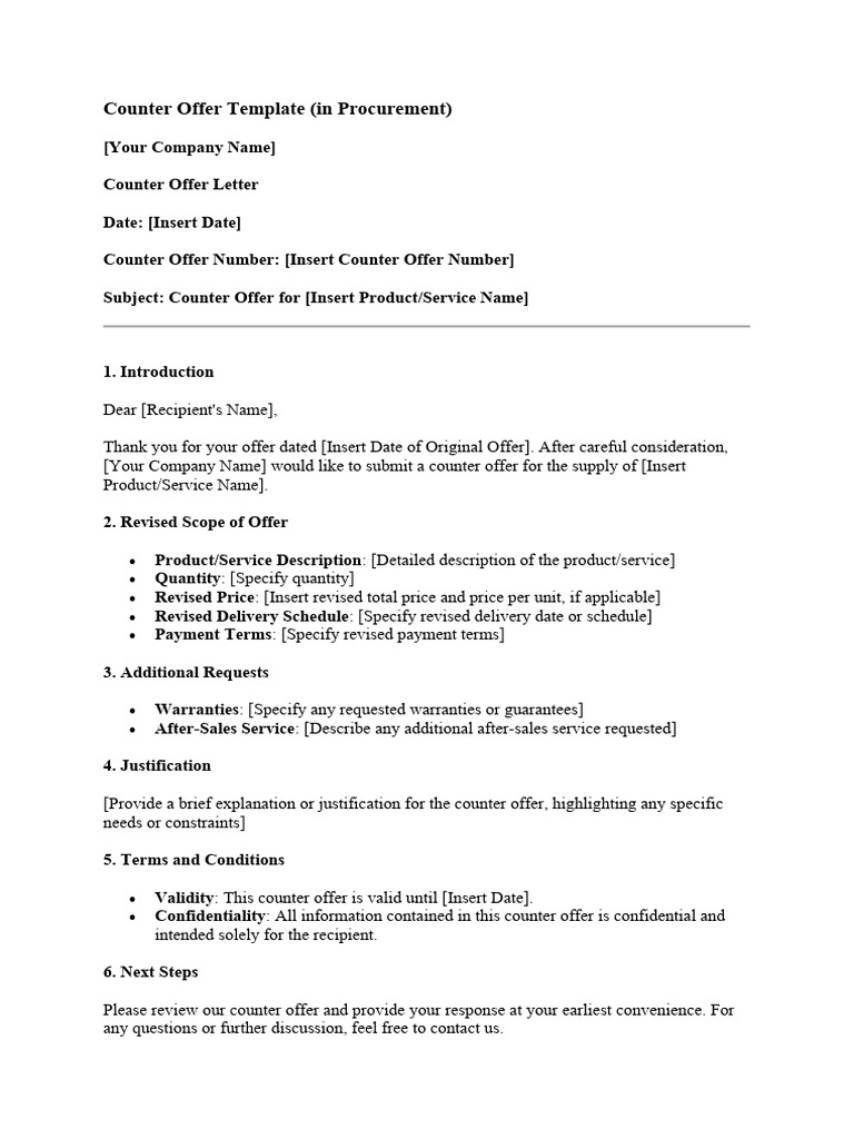 Counter Offer Template | PDF