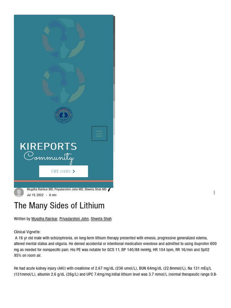 The Many Sides of Lithium | PDF | Clinical Medicine | Medical Specialties