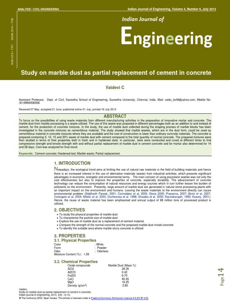 Civil Engineers: Marble Dust Concrete | PDF | Concrete | Cement
