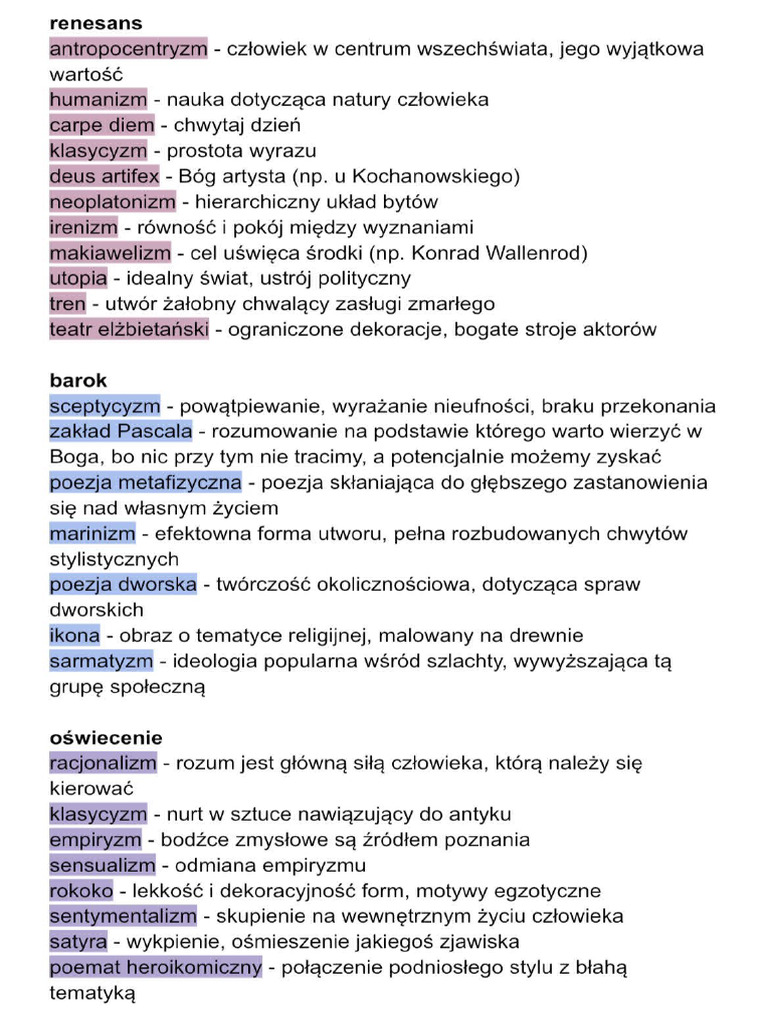 Pojecia Polski Epoki | PDF