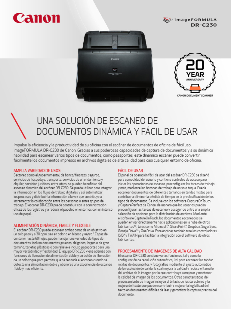 If DR-C230 Brochure | PDF | Escáner de imagen | Software