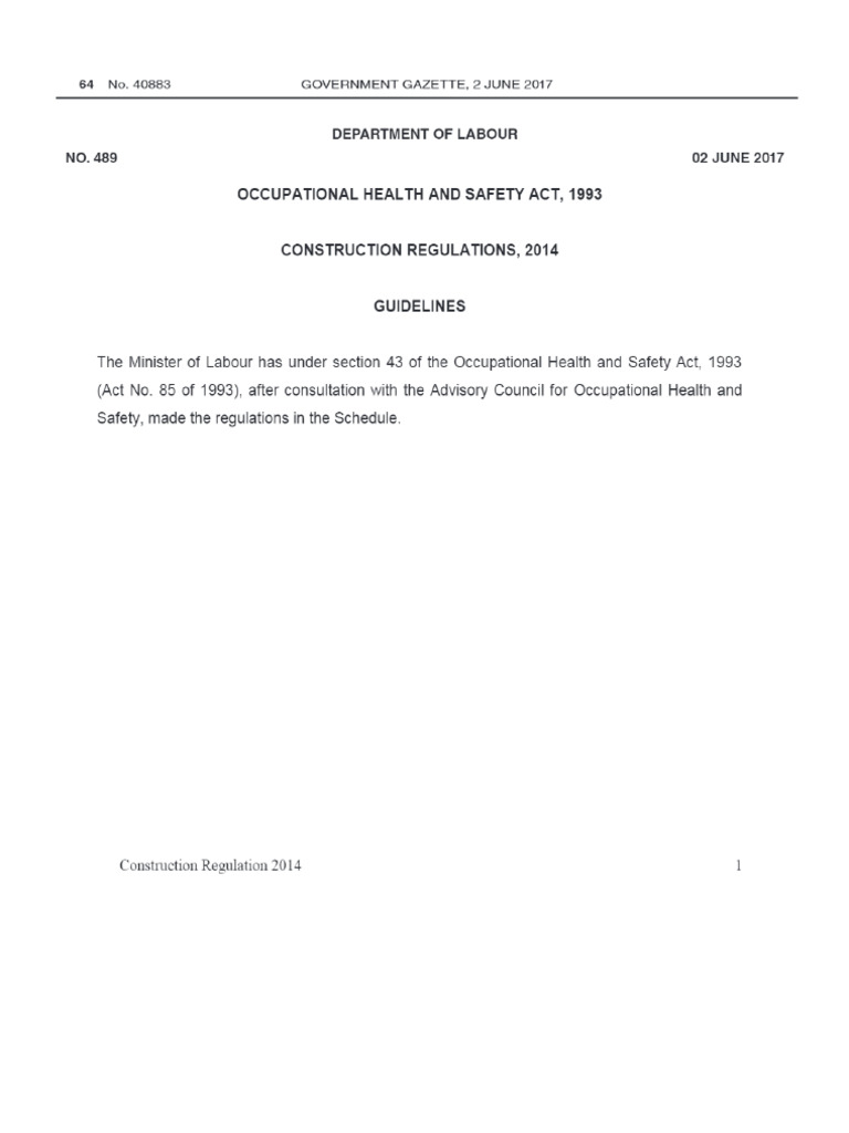 Construction Regulation 2014 | PDF