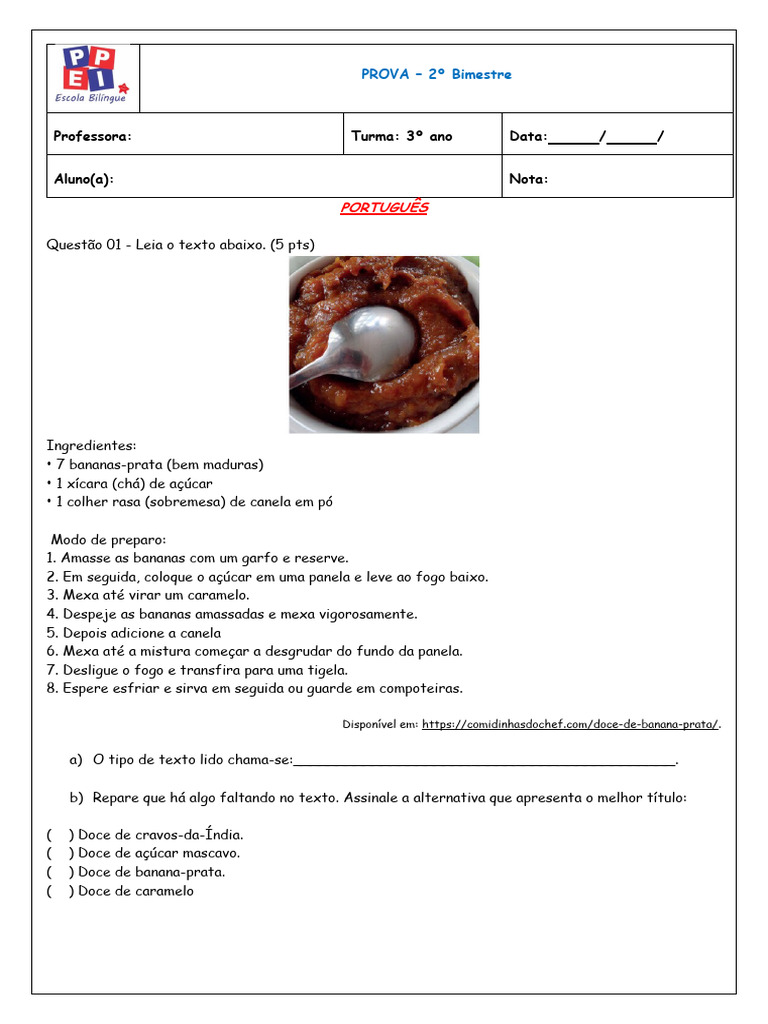 PROVA PORT 2 Bim | PDF