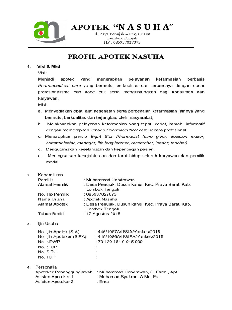 Profil Apotek Nasuha | PDF