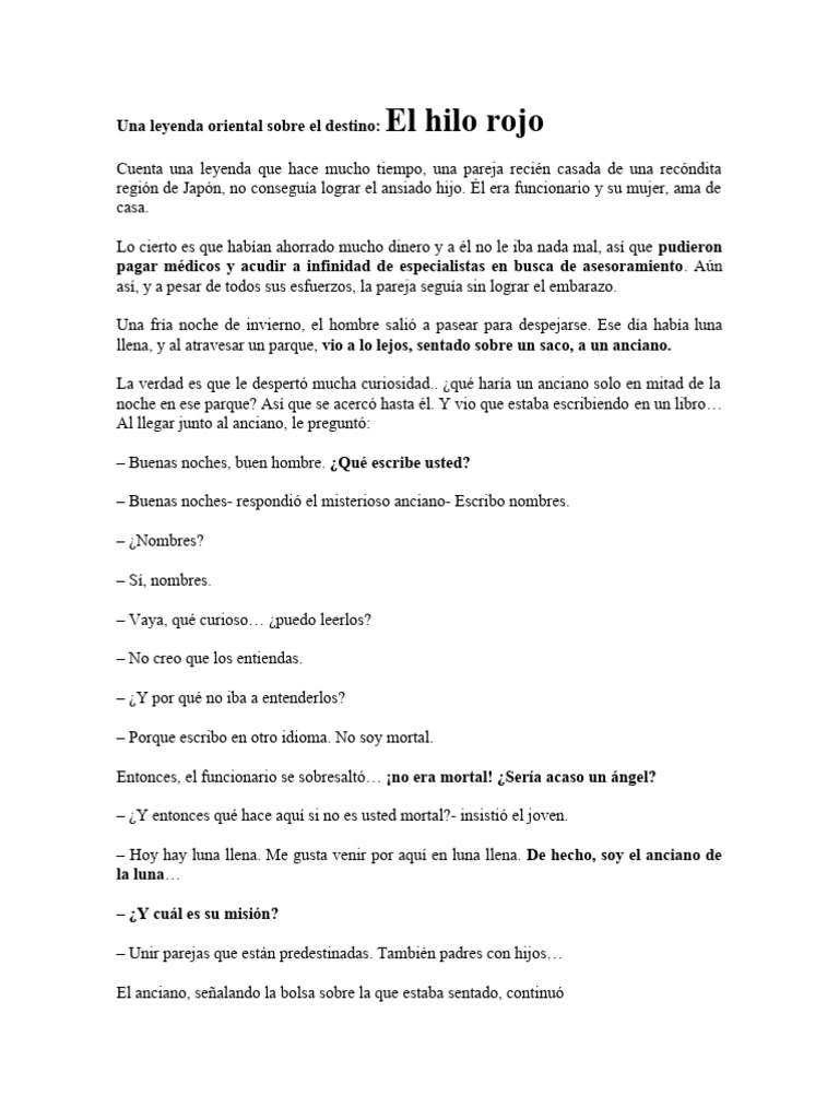Una Leyenda Oriental Sobre El Destino Cuentos Teatro 3ro Medio | PDF