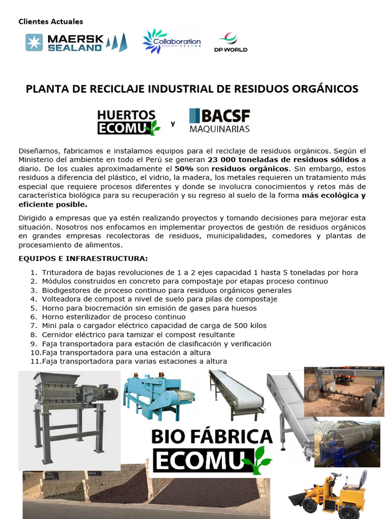 Propuesta Planta de Reciclaje - Huertos Ecomu 2023 | PDF | Compost ...