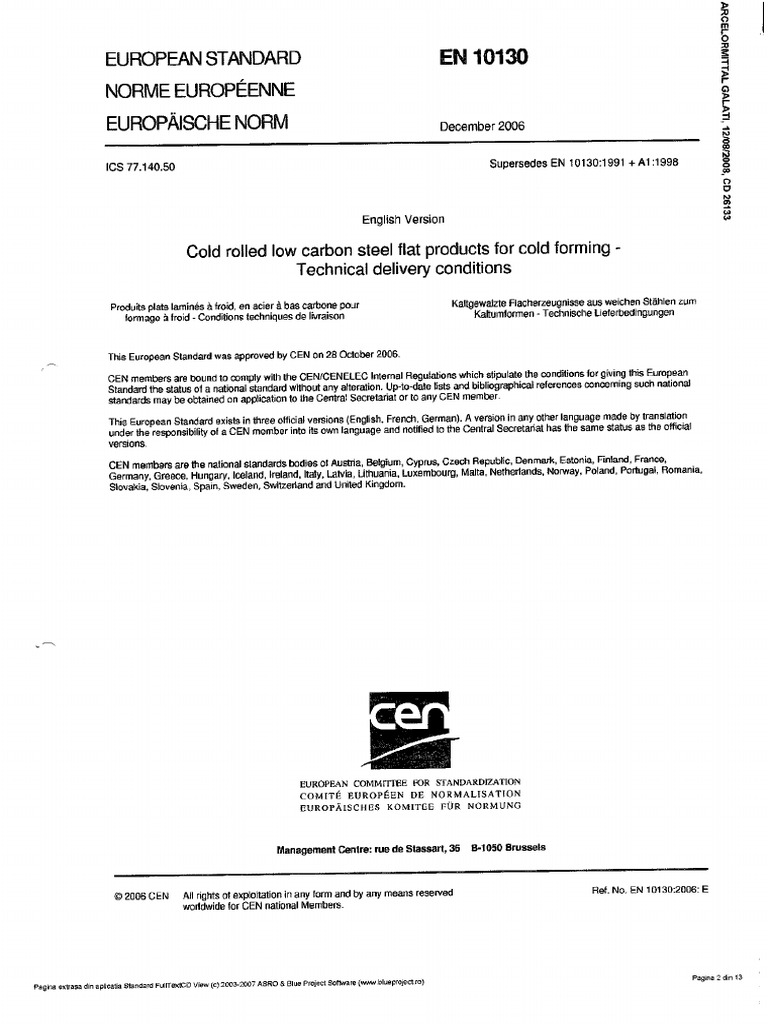 En 10130-2006 | PDF