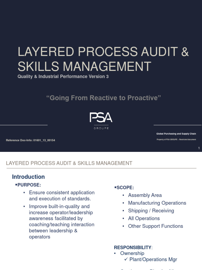 LAYERED PROCESS AUDIT & SKILLS MANAGEMENT Quality & Industrial Performance Version 3 - Sursa ...