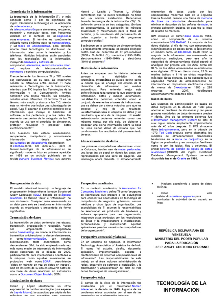 triptico 2bueno tecnologia de la informacion | Descargar gratis PDF ...