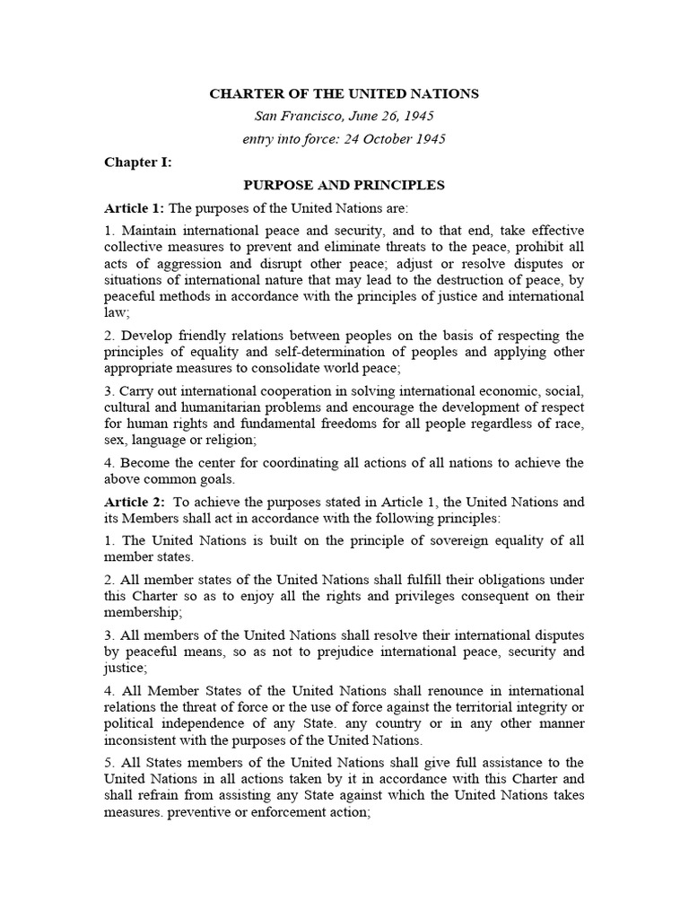 Charter of The United Nations | PDF | United Nations | International ...