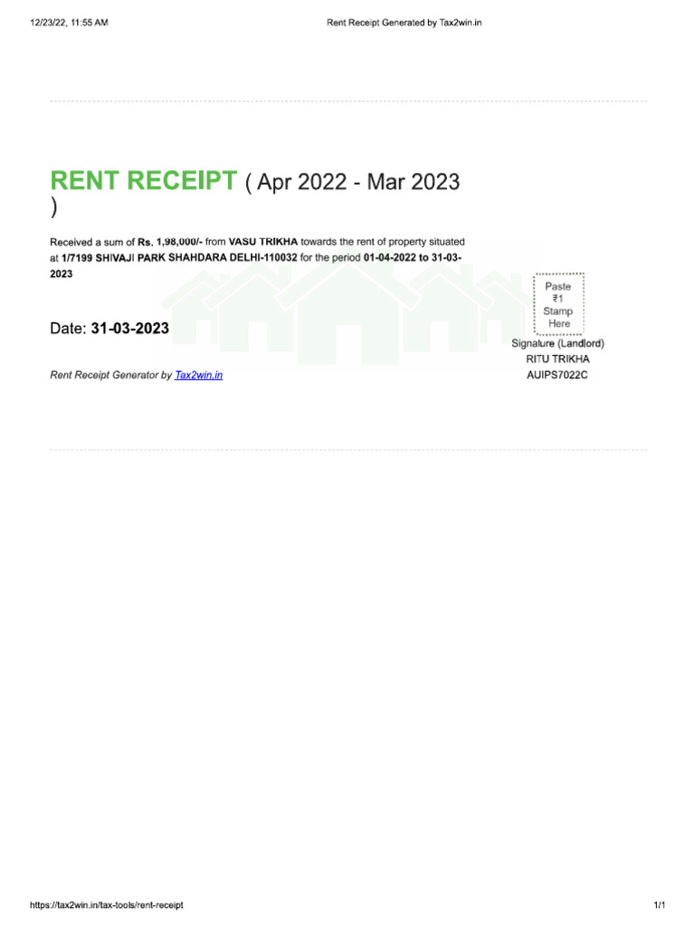 rENT RECEIPT | PDF
