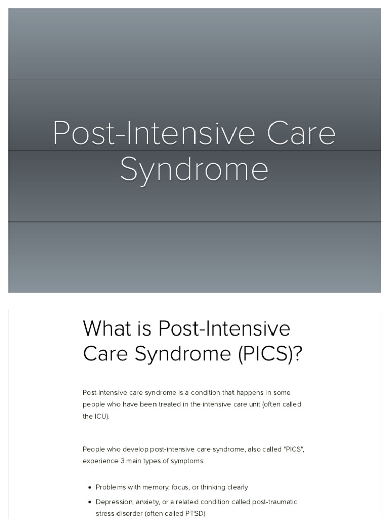 Education Tool - Post-Intensive Care Syndrome | PDF | Abnormal Psychology | Psychology