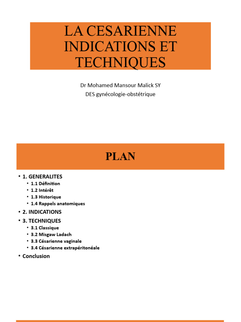 Cesarienne Indications Et Techniques | PDF | Césarienne | Péritoine