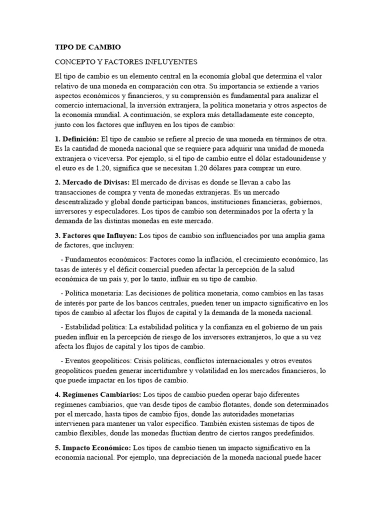 Tipo de Cambio | PDF | Tipo de cambio | Mercado de divisas