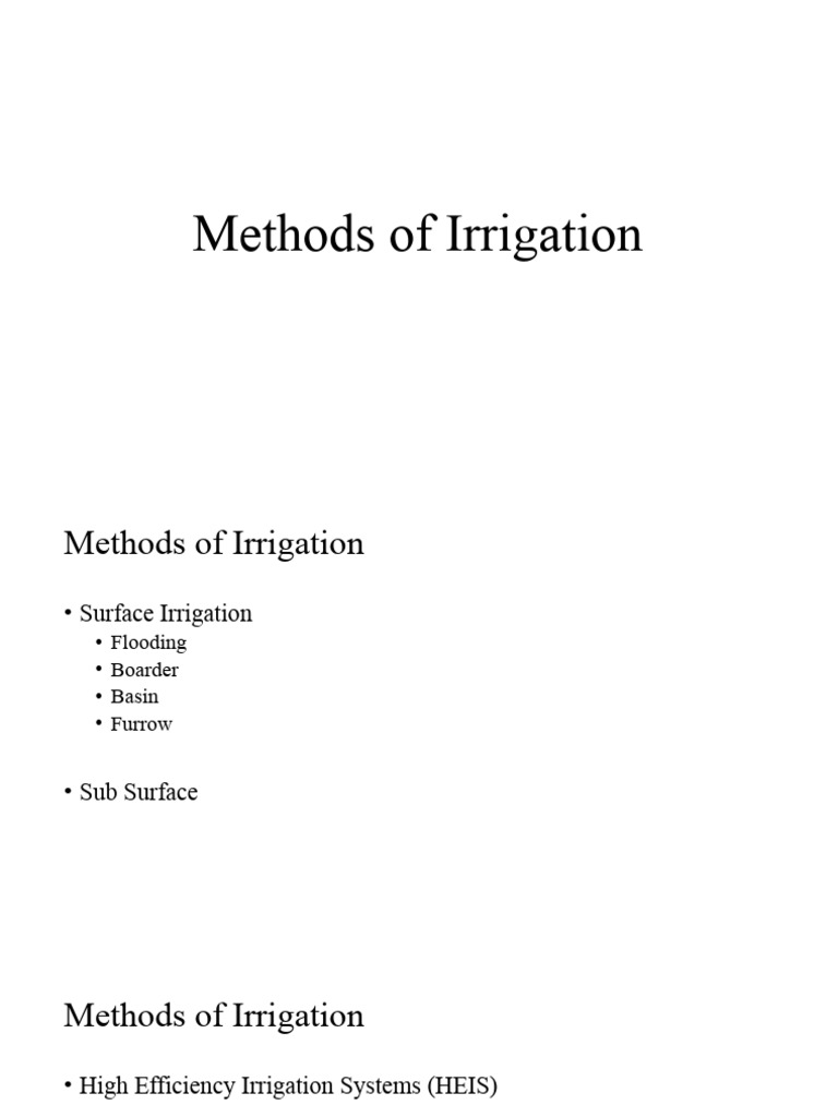 Methods Of Irrigation Basin Border Furrow Heis Pdf Irrigation