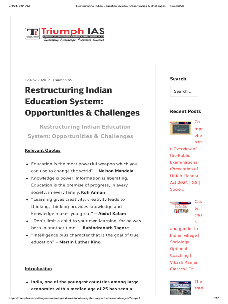 Restructuring Indian Education System_ Opportunities & Challenges ...