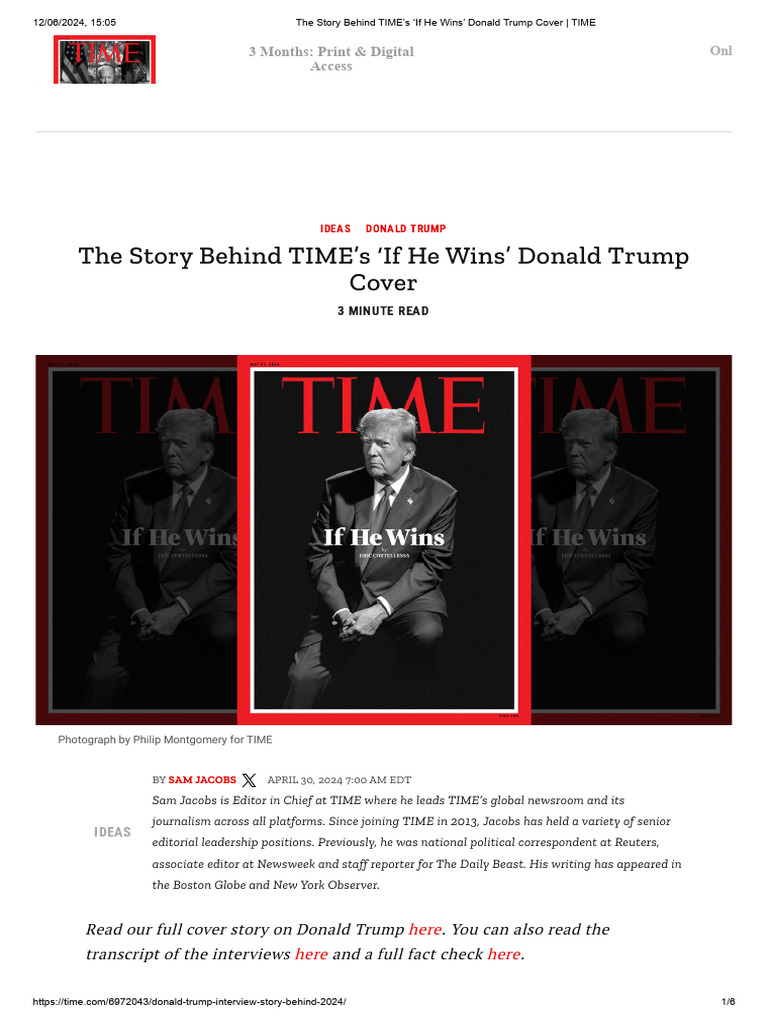 The Story Behind TIME's If He Wins' Donald Trump Cover - TIME | PDF ...