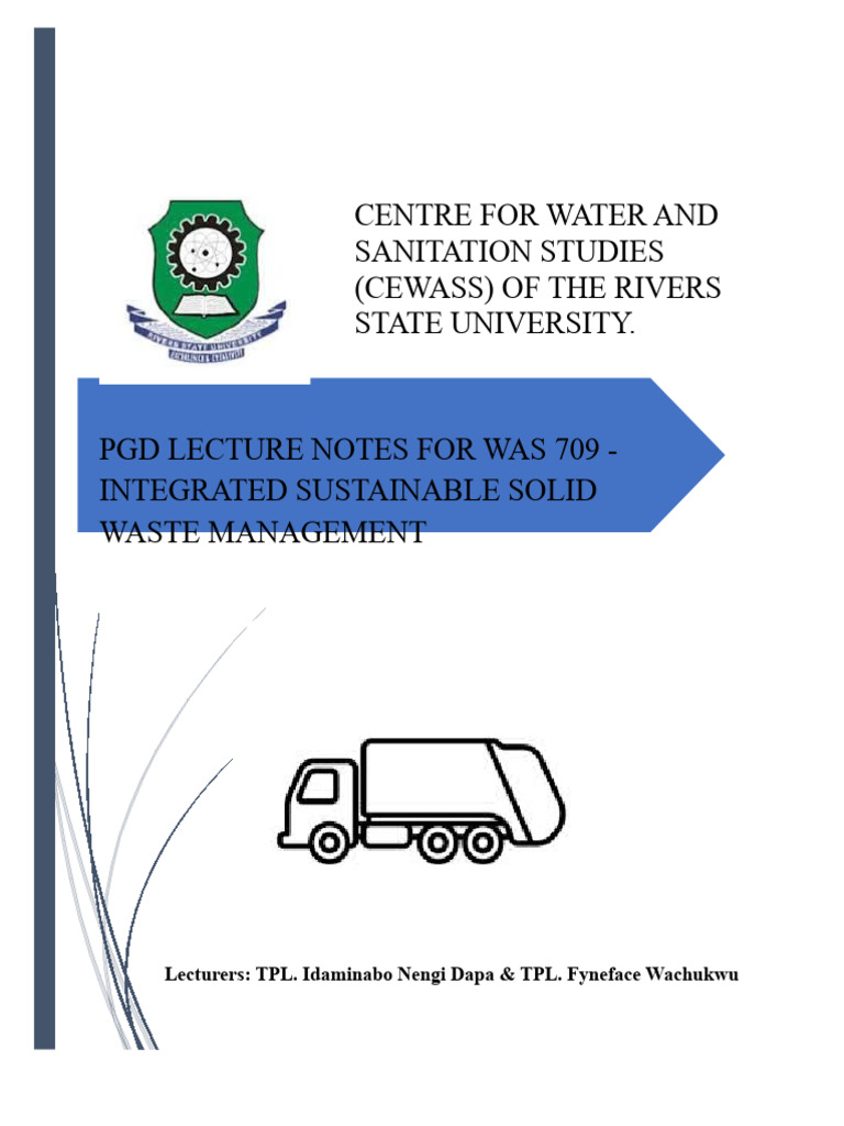 LECTURE NOTES FOR Water and Sanitation | PDF | Waste Management | Waste