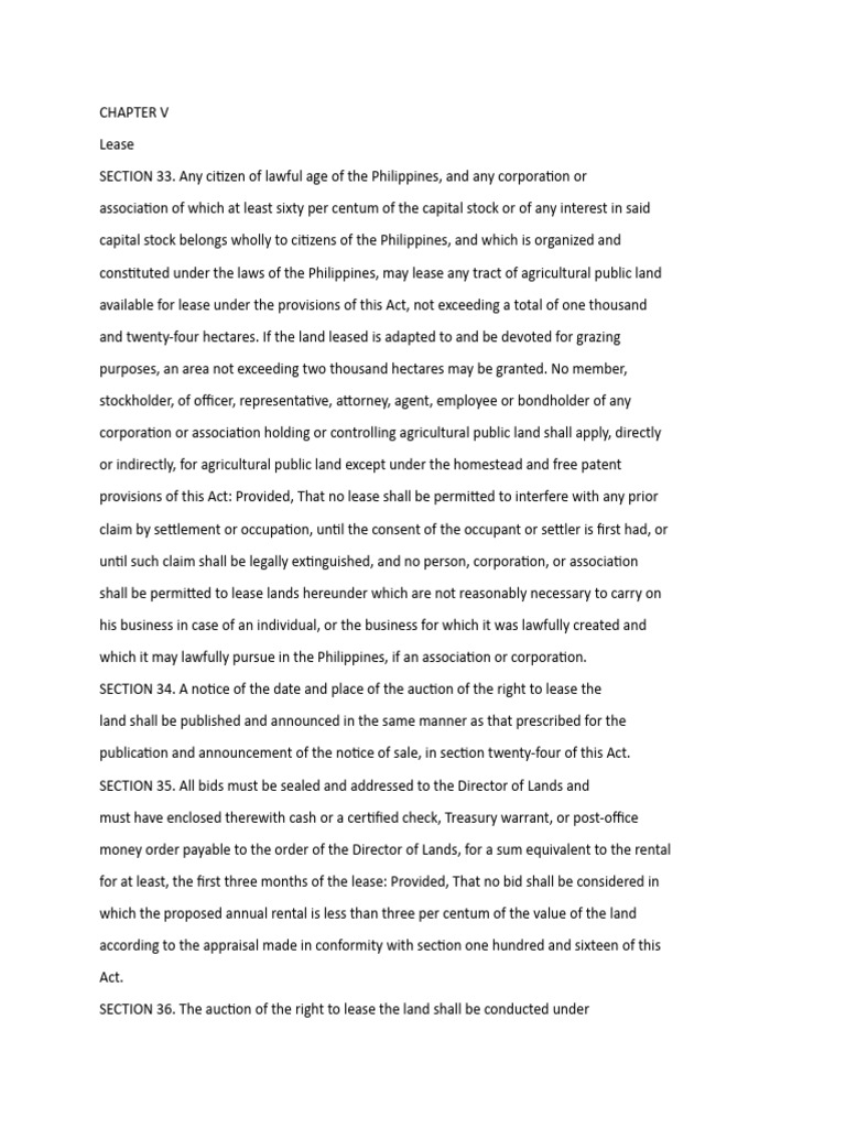 Chapter V Lease | PDF | Lease | Natural Resources Law