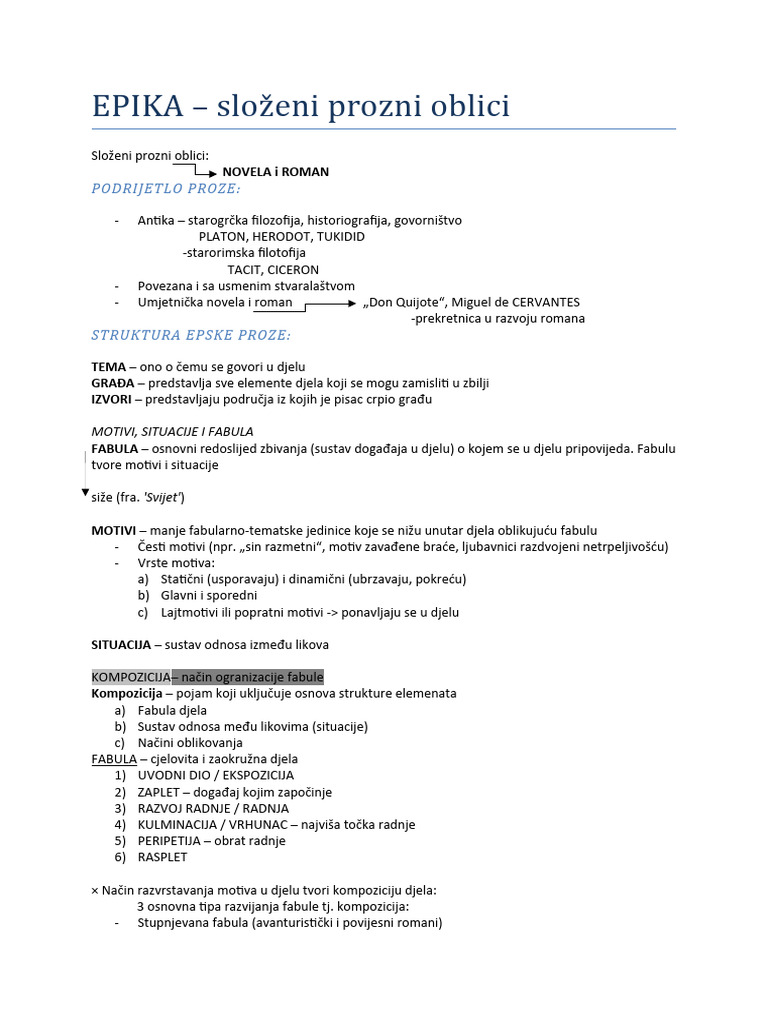 EPIKA - Složeni Prozni Oblici | PDF