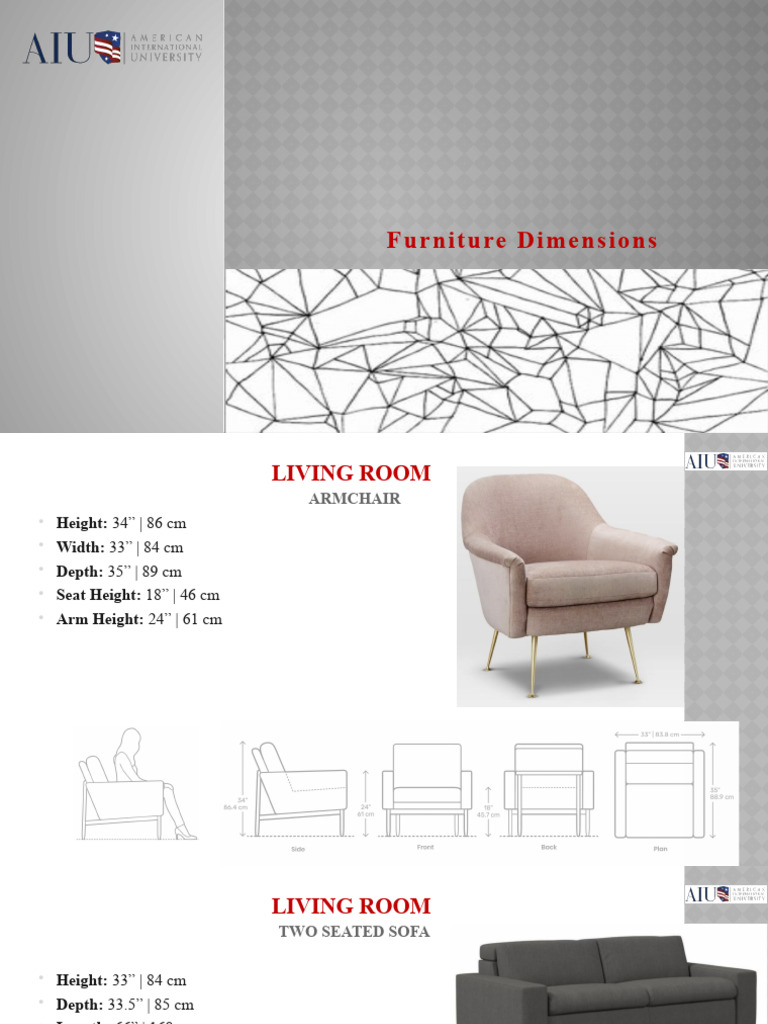 Interior Design Furniture Dimensions Lecture | PDF | Kitchen | Chair