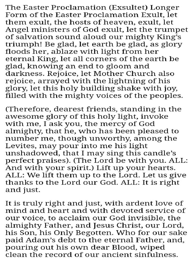 Exsultet (Easter Proclamation) | PDF