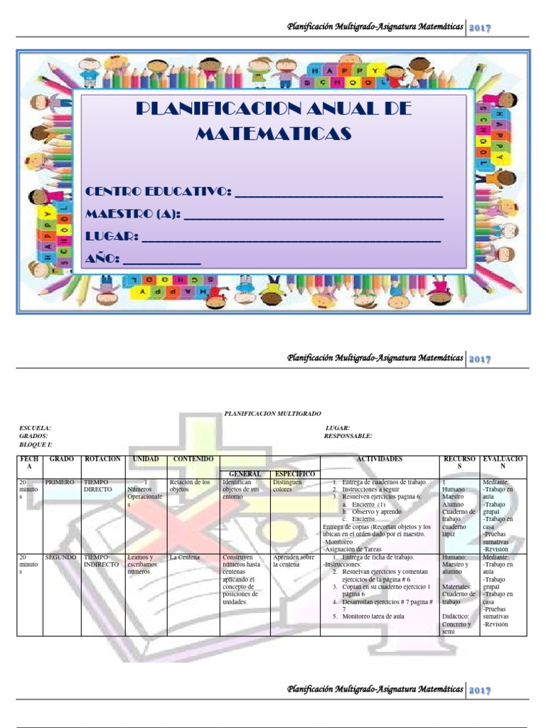 Planificacion Multigrado Terminada-1 | Descargar gratis PDF | Salón de ...